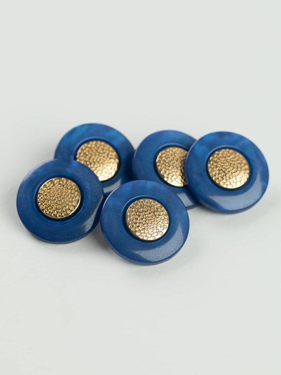 5 x Pearlised Blue Gold Studded 2.3cm Button – Fabworks Online