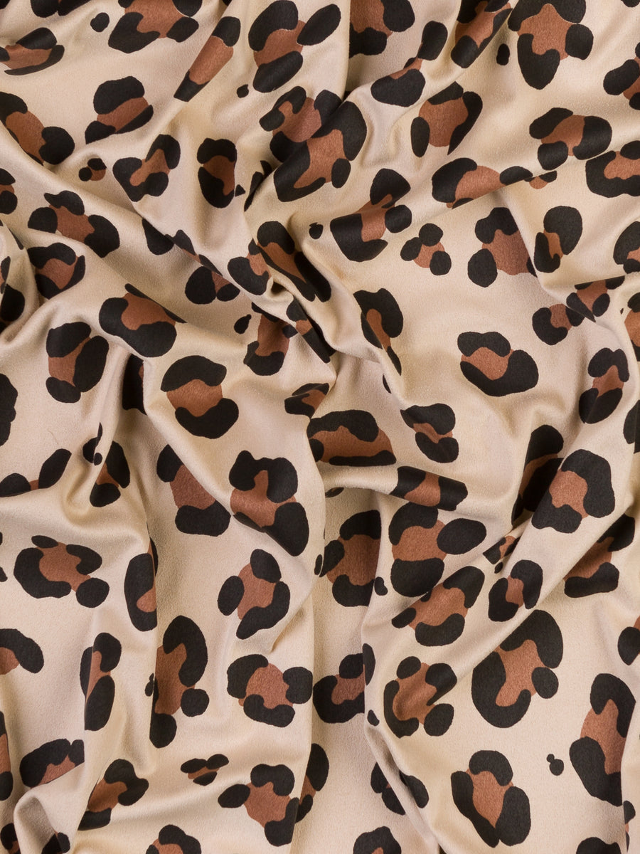 Suedette Jersey - Cocoa & Sand Leopard – Fabworks Online