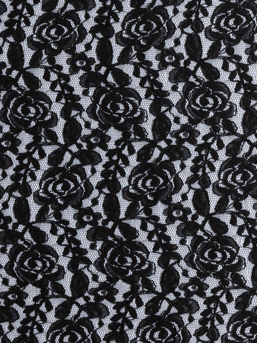 Venetian Style Stretch Lace - Black Rose – Fabworks Online